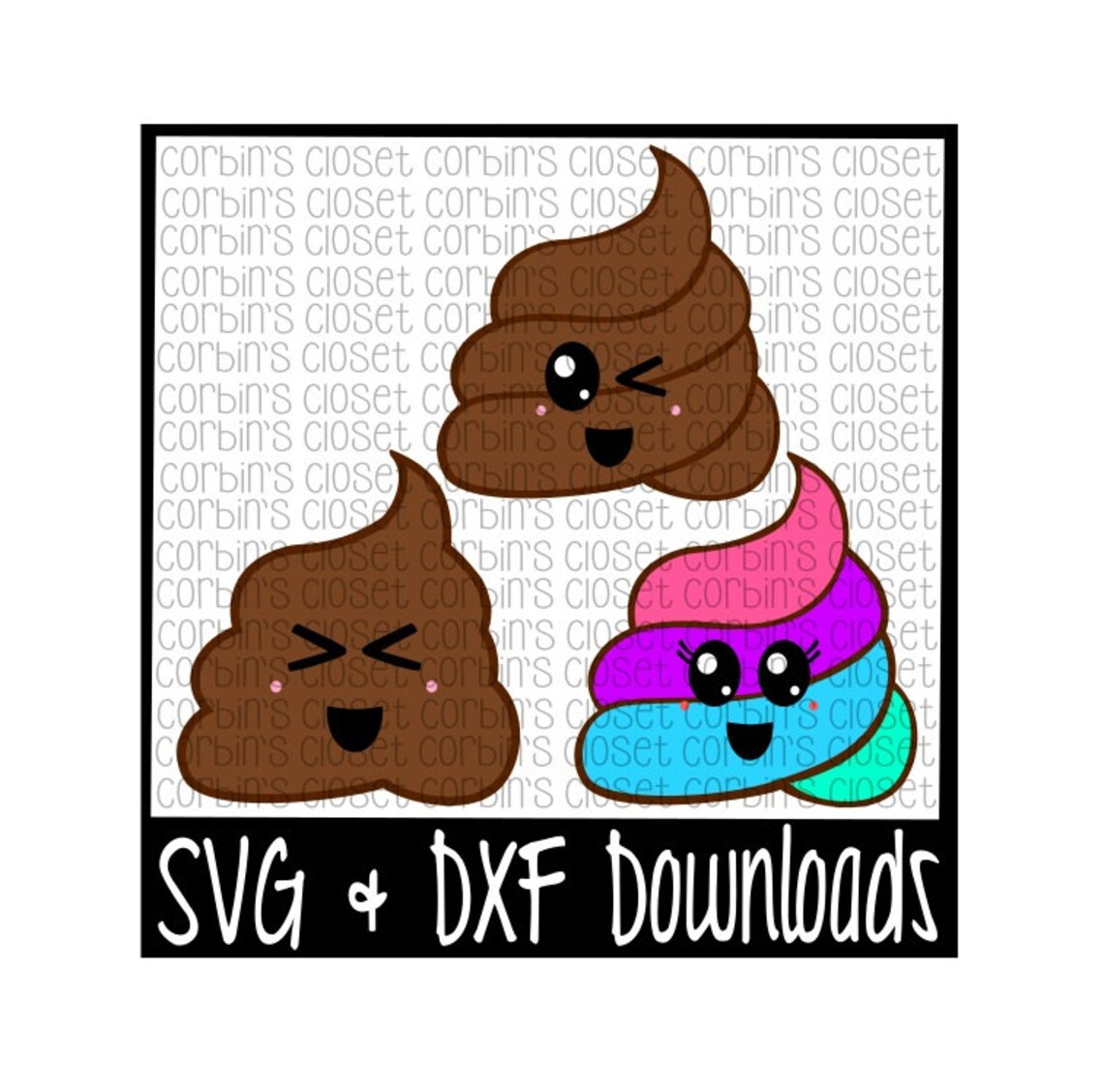 Poo Cute Faces Emoji Cutting File SVG & DXF Files | Etsy