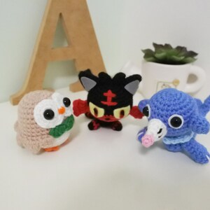 Rowlet Litten Popplio Amigurumi (alola Starter Pack) (pokemon Inspired Amigurumi) - Made to ...
