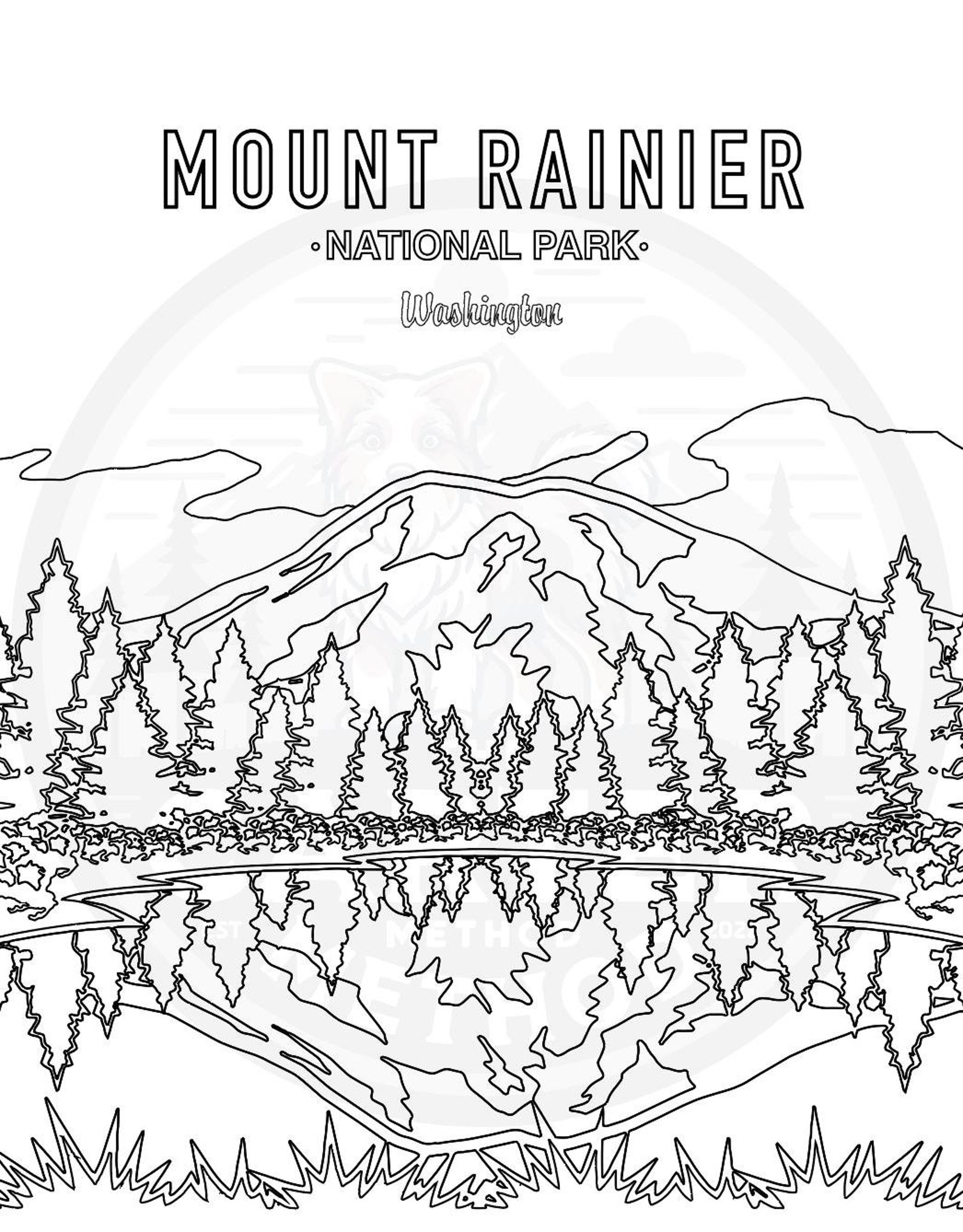 Mount Rainier National Park Coloring Sheet (8.5"x11") - Etsy