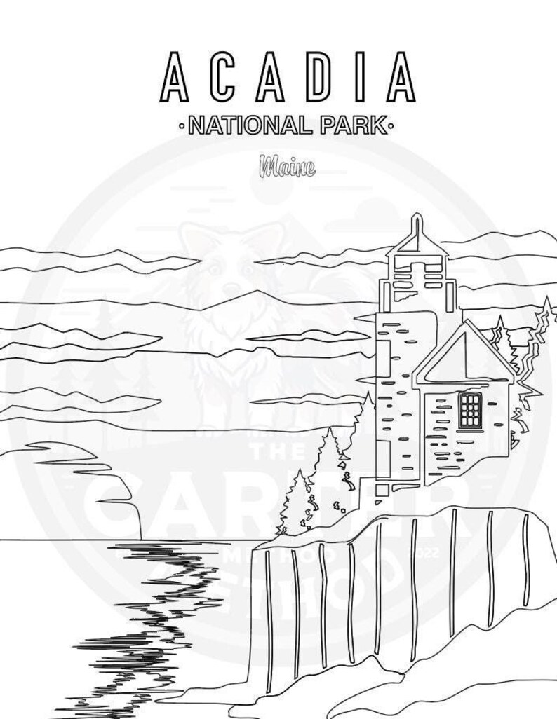 Acadia National Park Coloring Sheet (8.5"x11") - Etsy