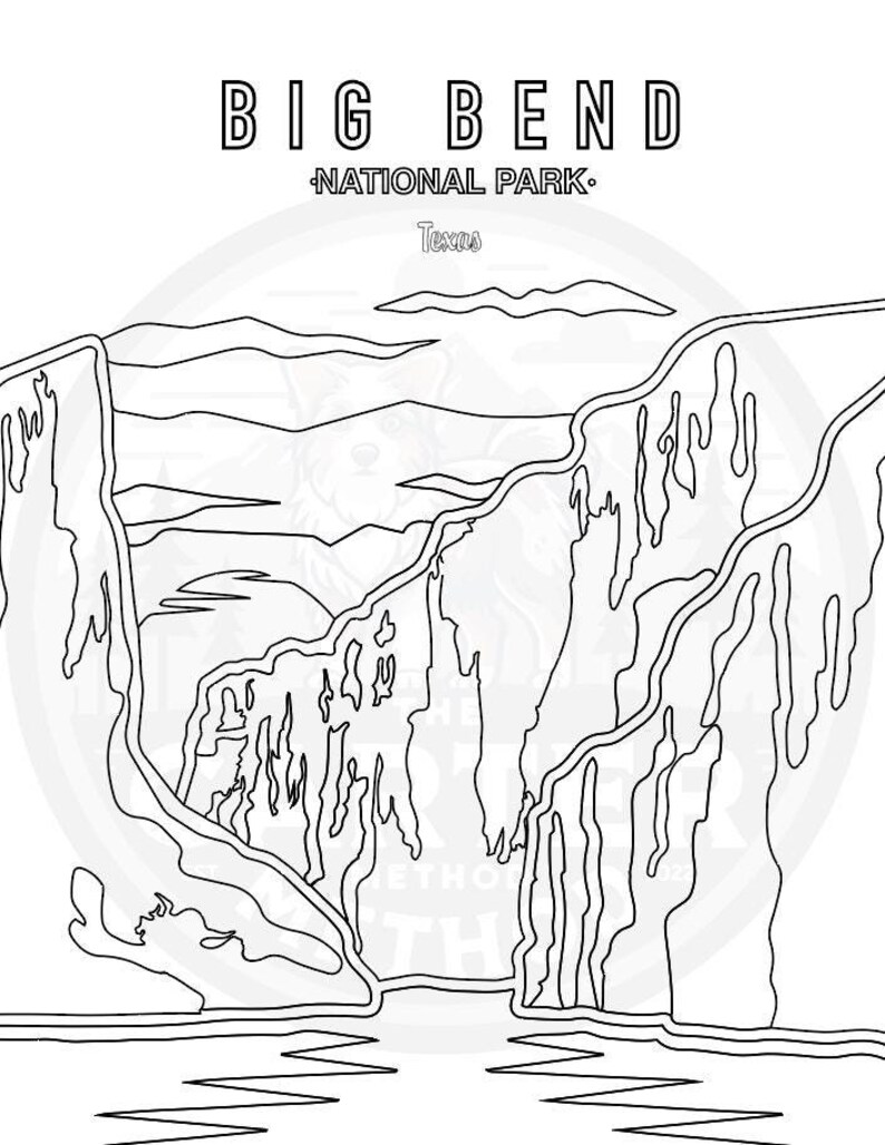 Big Bend National Park Coloring Sheet (8.5"x11") - Etsy
