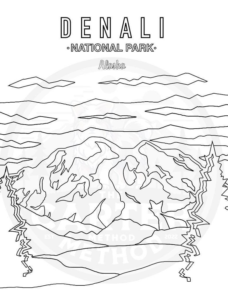 Denali National Park Coloring Sheet (8.5"x11") - Etsy