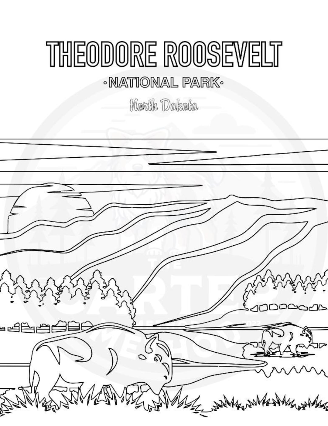 Theodore Roosevelt National Park Coloring Sheet (8.5"x11") - Etsy