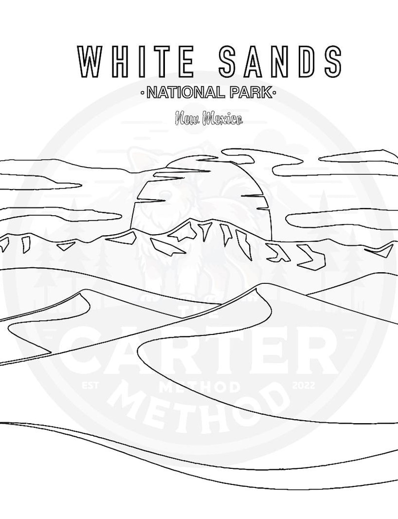 White Sands National Park Coloring Sheet (8.5"x11") - Etsy