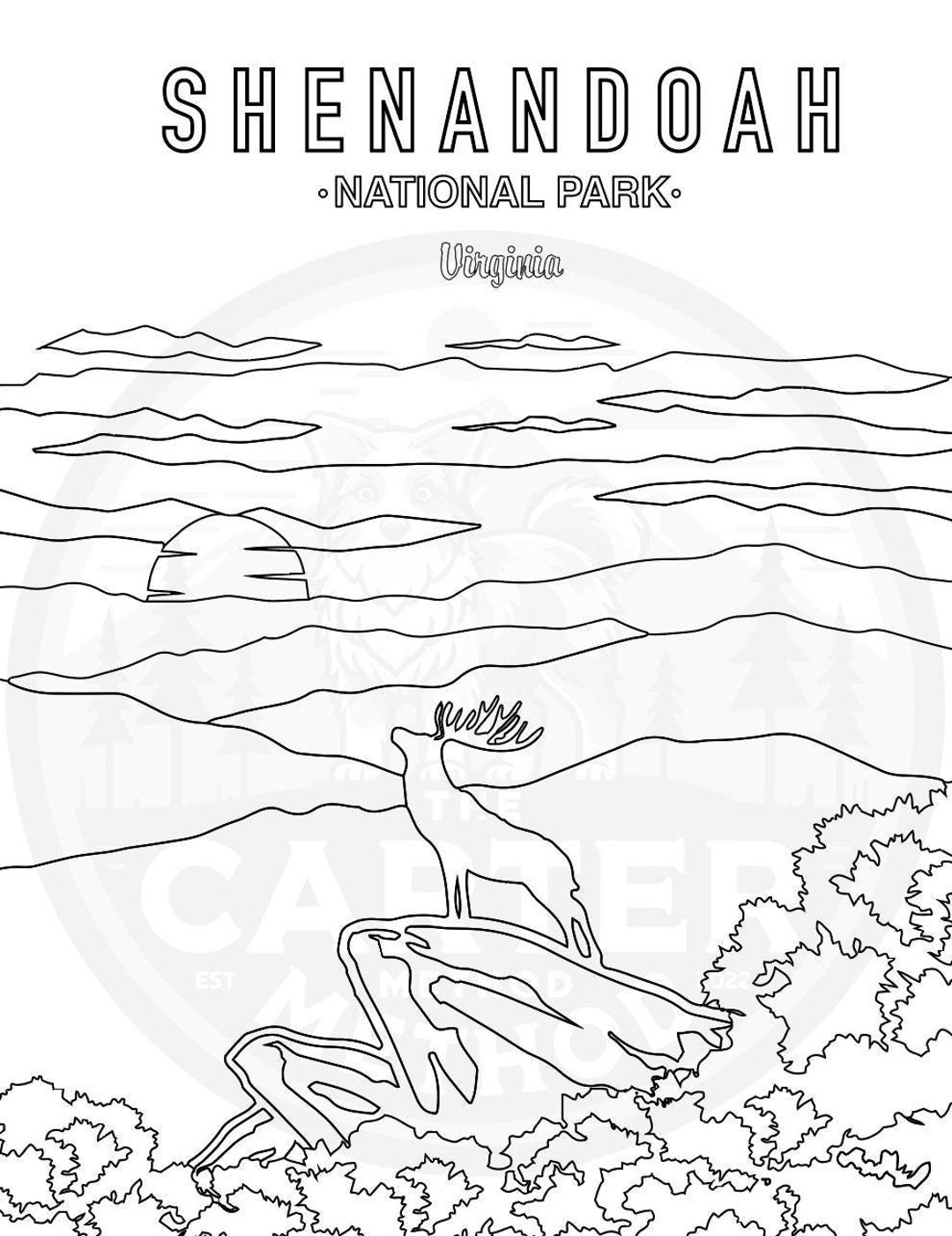 Shenandoah National Park Coloring Sheet (8.5"x11") - Etsy