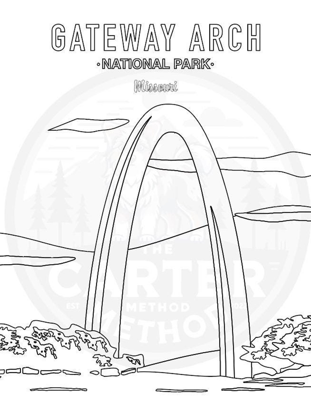 Gateway Arch National Park Coloring Sheet 8.5x11 - Etsy
