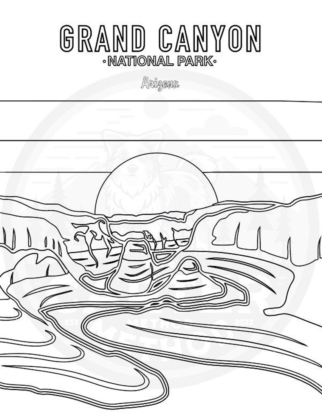 Grand Canyon National Park Coloring Sheet (8.5"x11") - Etsy
