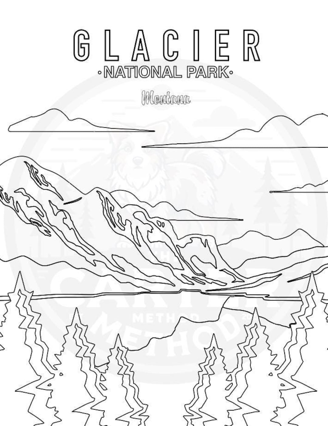 Glacier National Park Coloring Sheet (8.5"x11") - Etsy