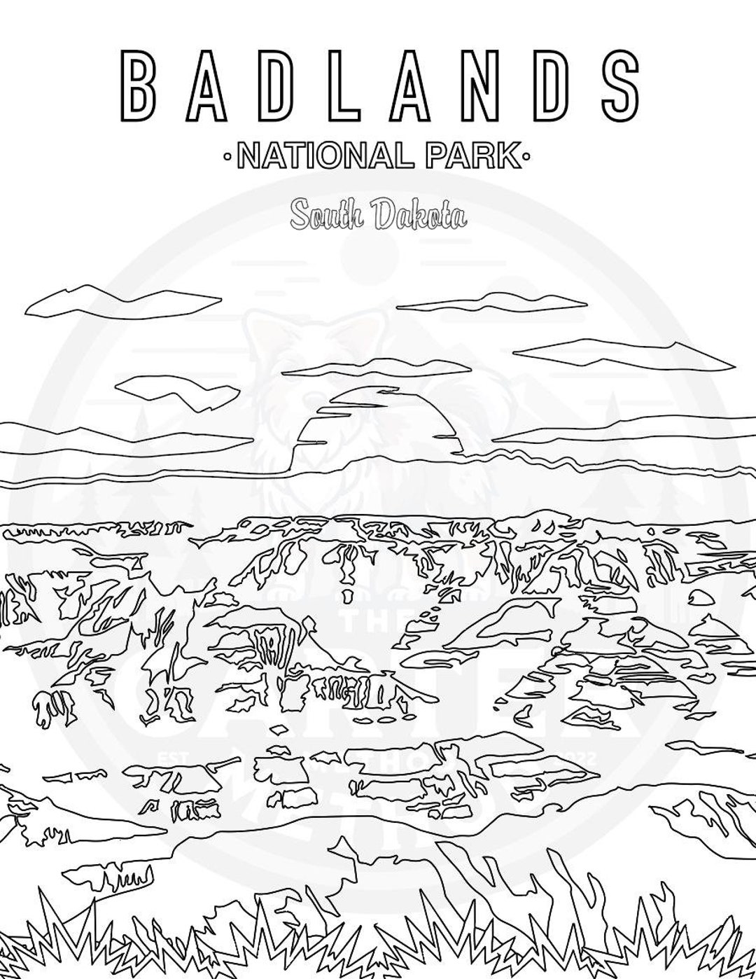 Badlands National Park Coloring Sheet 8.5x11 - Etsy