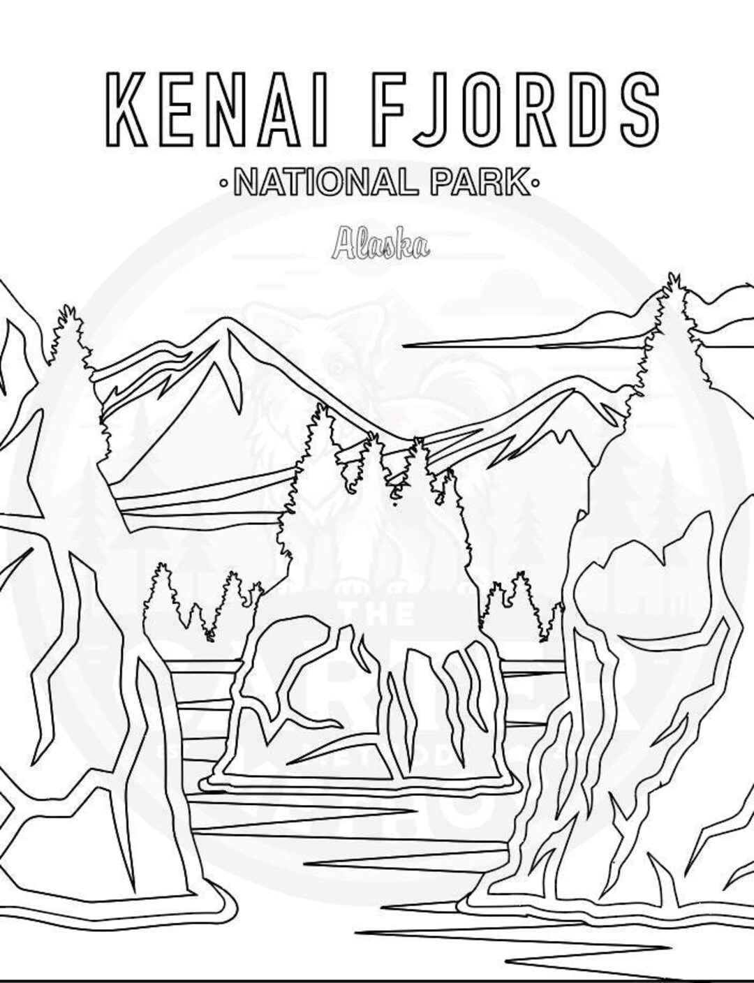 Kenai Fjords National Park Coloring Sheet (8.5"x11") - Etsy