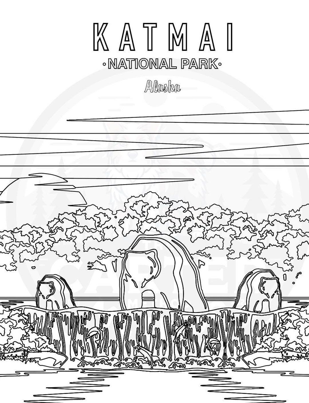 Katmai National Park Coloring Sheet (8.5"x11") - Etsy