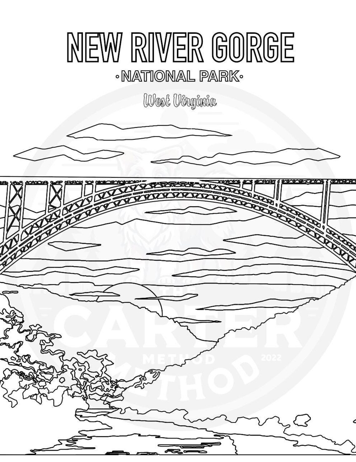 New River Gorge National Park Coloring Sheet (8.5"x11") - Etsy