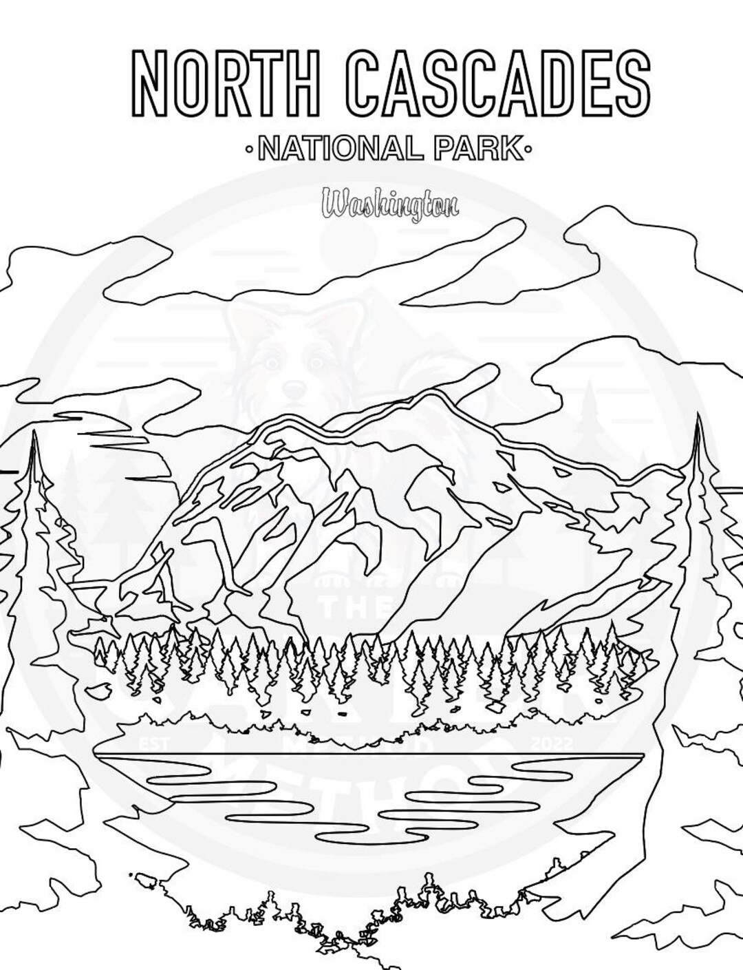 North Cascades National Park Coloring Sheet (8.5"x11") - Etsy