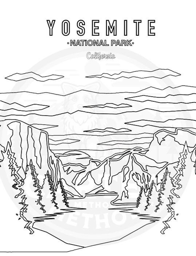 Yosemite National Park Coloring Sheet (8.5"x11") - Etsy