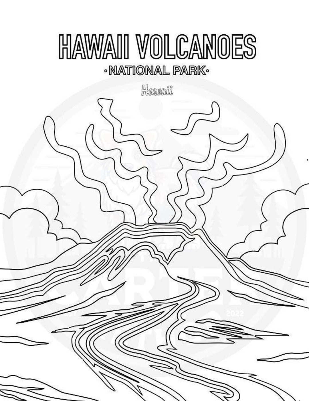 Hawai’i Volcanoes National Park Coloring Sheet (8.5"x11") - Etsy