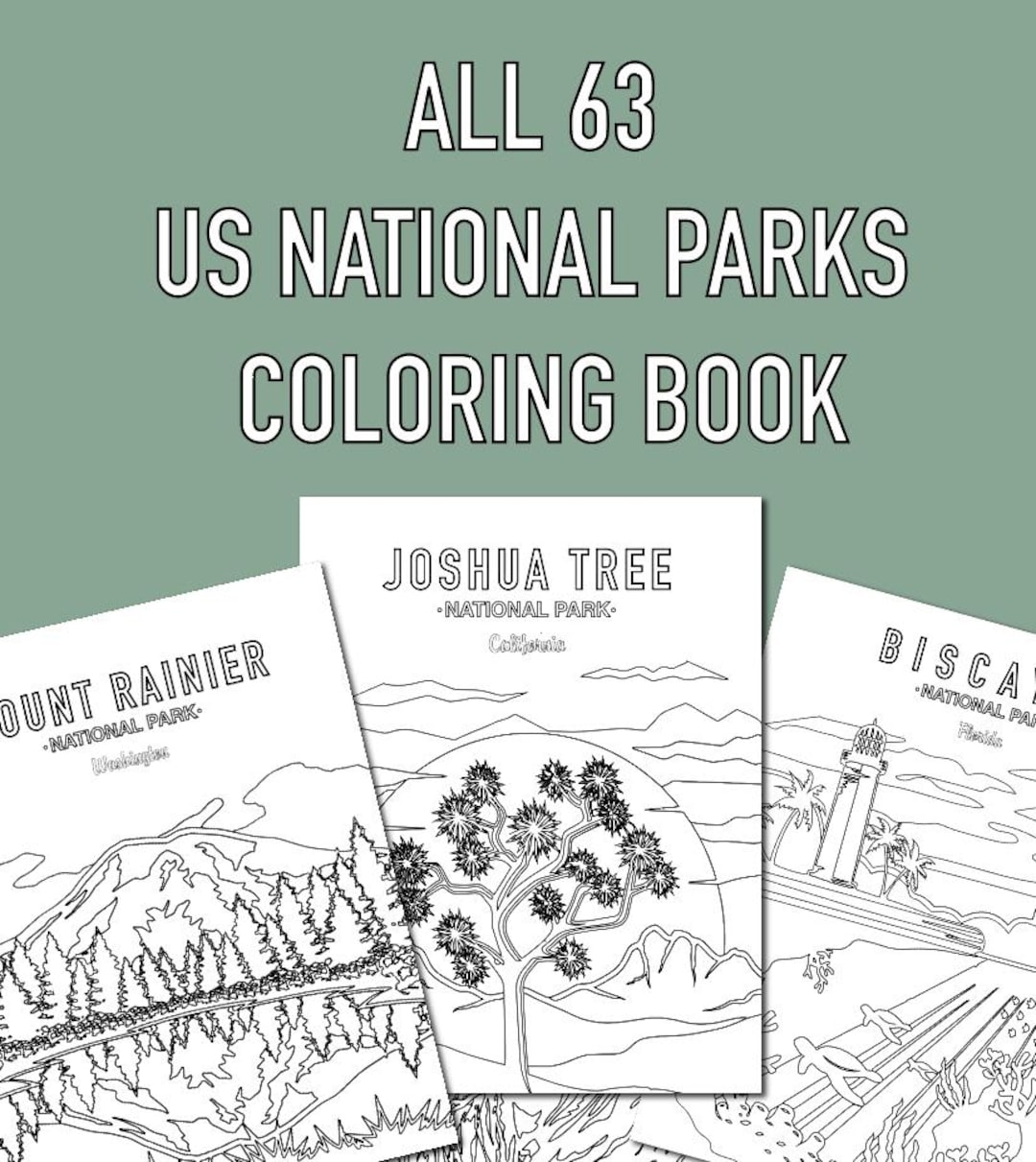 All 63 US National Park Coloring Sheets - Etsy