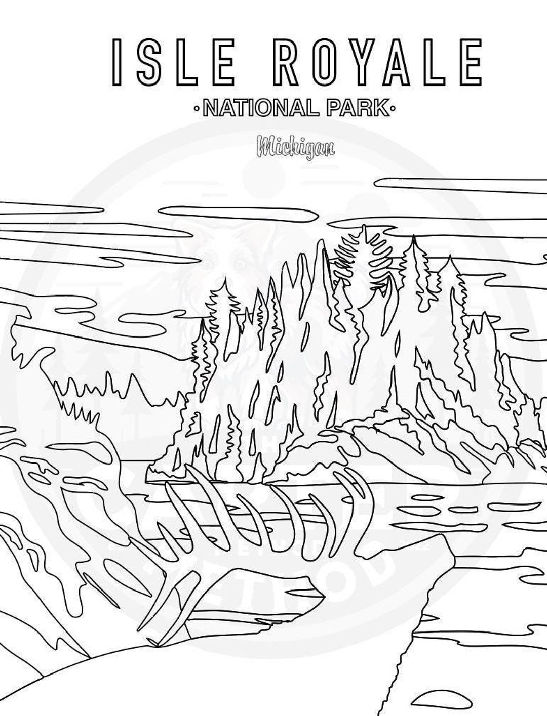 Isle Royale National Park Coloring Sheet (8.5"x11") - Etsy