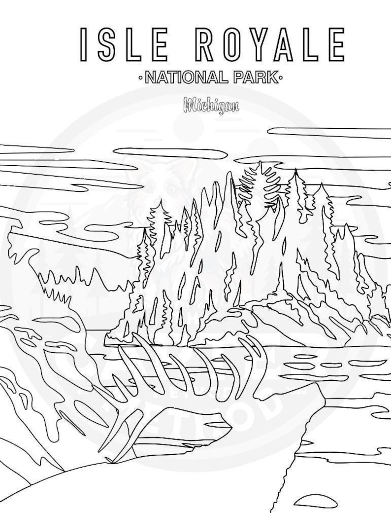 Isle Royale National Park Coloring Sheet (8.5"x11") - Etsy