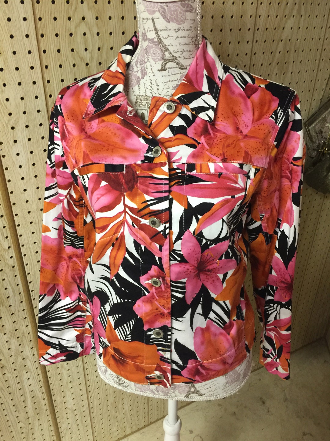Vintage Caribbean Joe Jacket Women's Multi-color Medium Jean Jacket ...