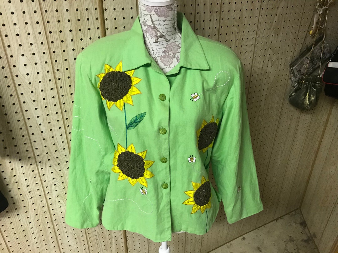 Women's Green Sunflower Jacket . Pushpa Jacket . Size L . Women's ...