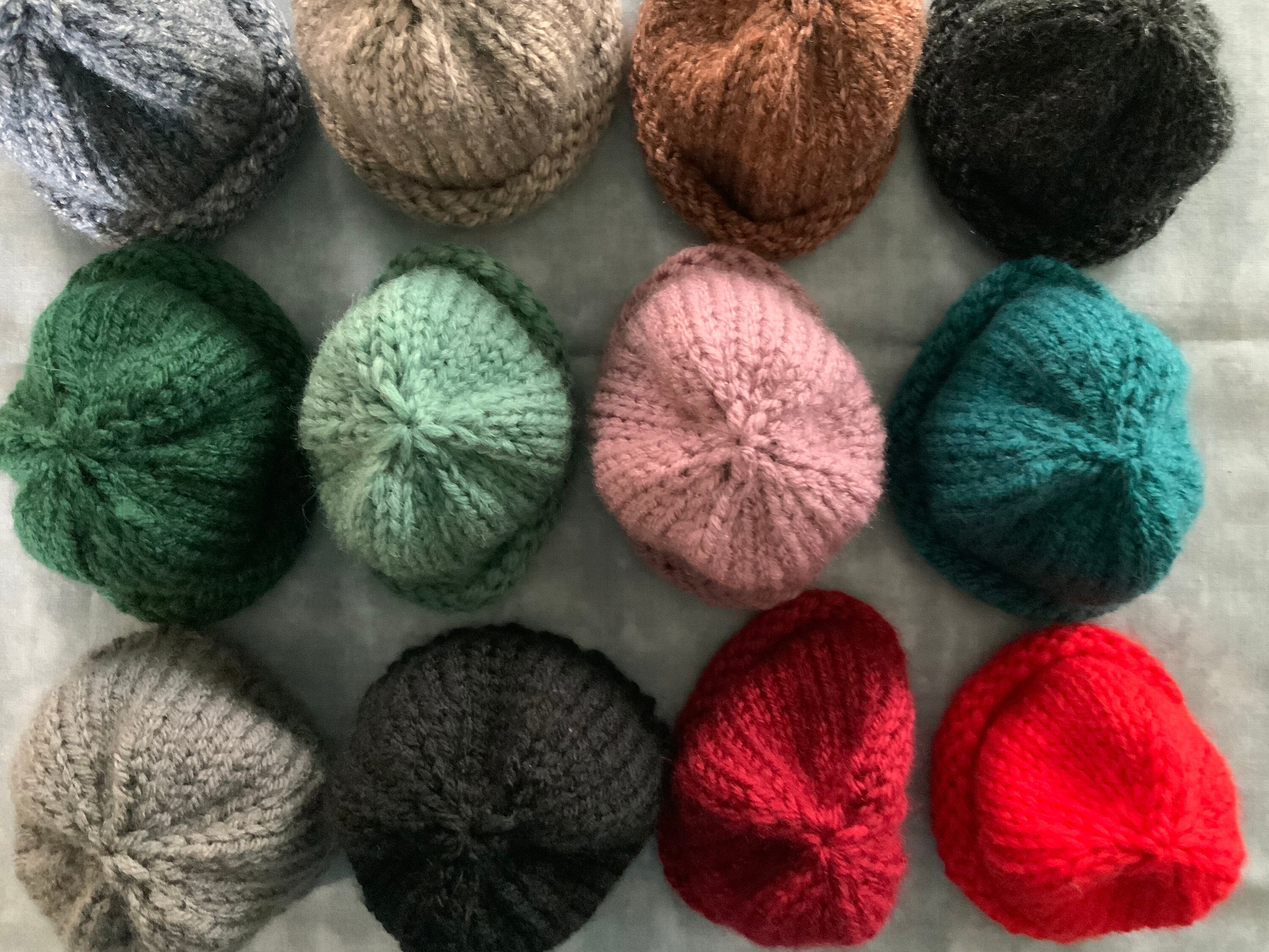 Needle Felted Snowballs W/hand Knit Wool Hats Ornaments - Etsy