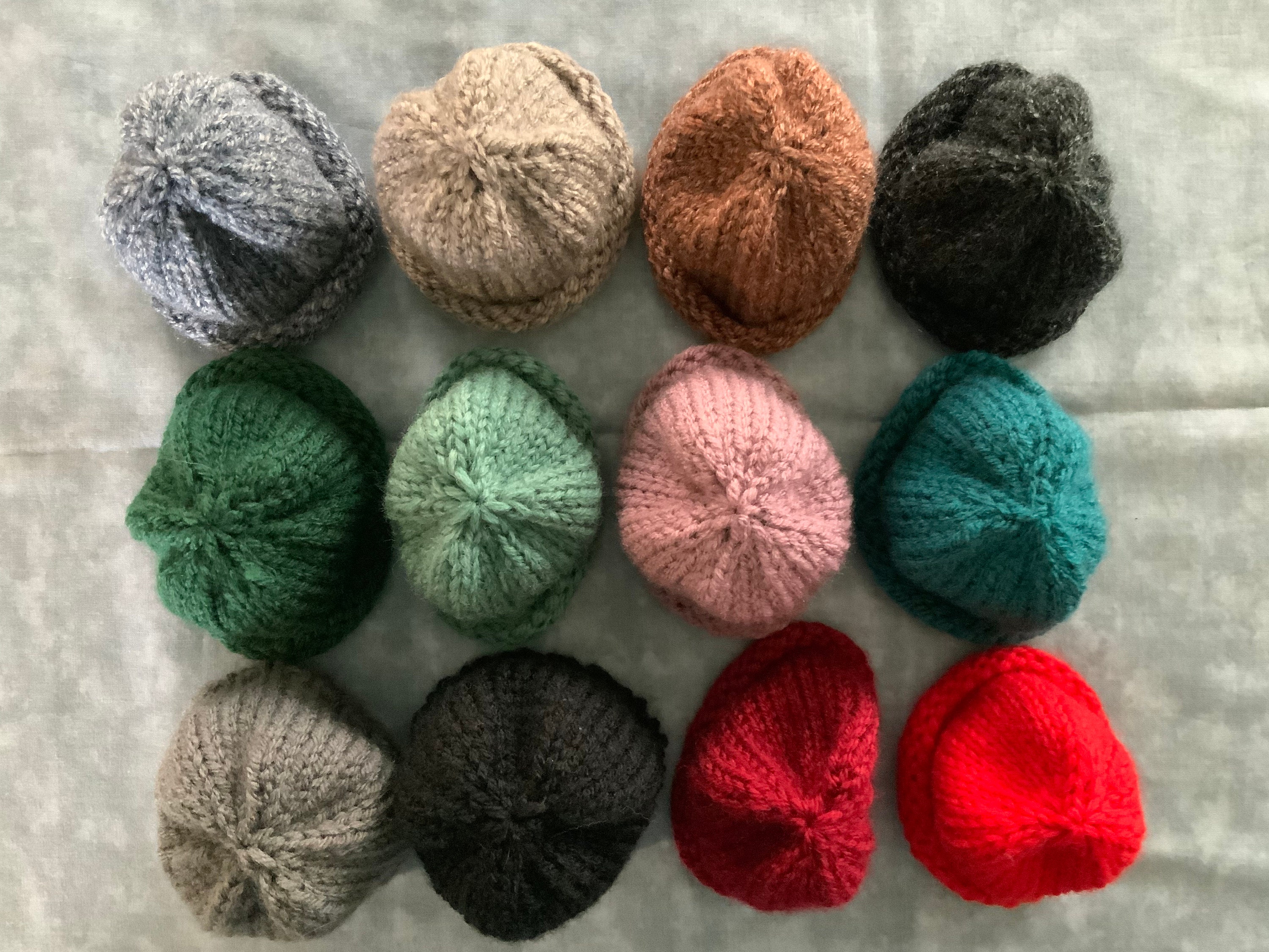 Needle Felted Snowballs W/hand Knit Wool Hats Ornaments - Etsy