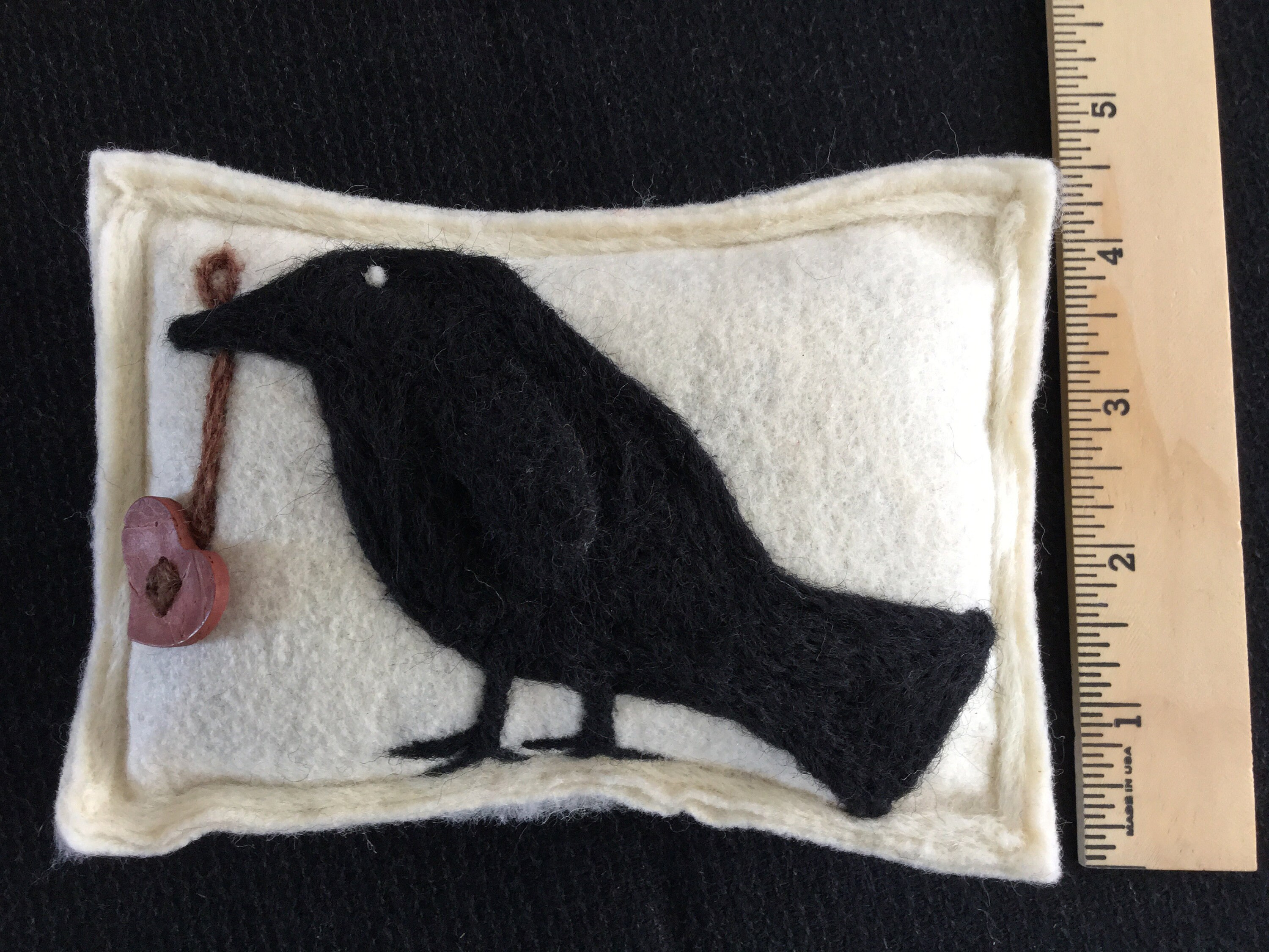 Needle Felted Black Crow W/heart Maine Balsam Pine/fir - Etsy
