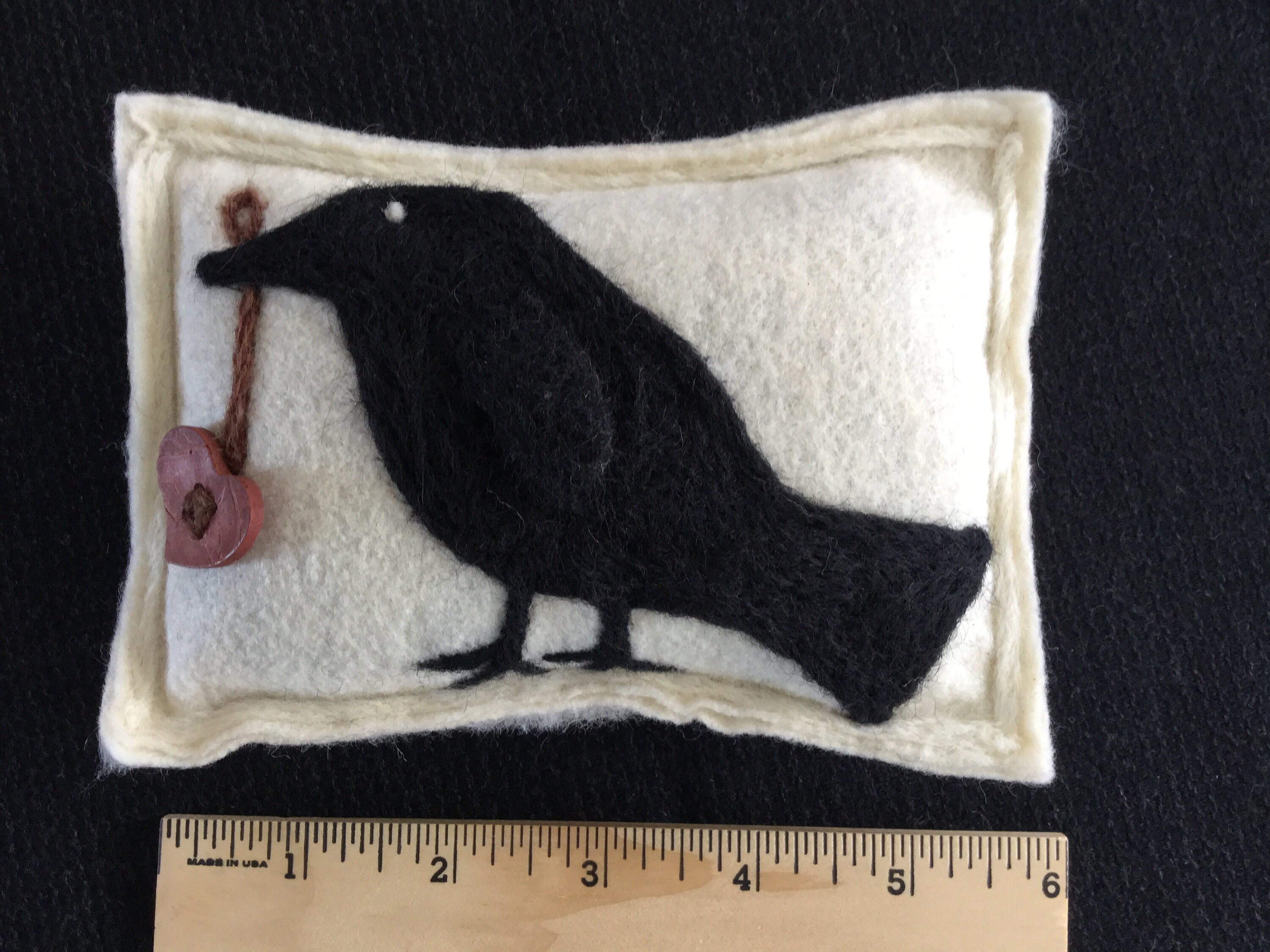 Needle Felted Black Crow W/heart Maine Balsam Pine/fir - Etsy