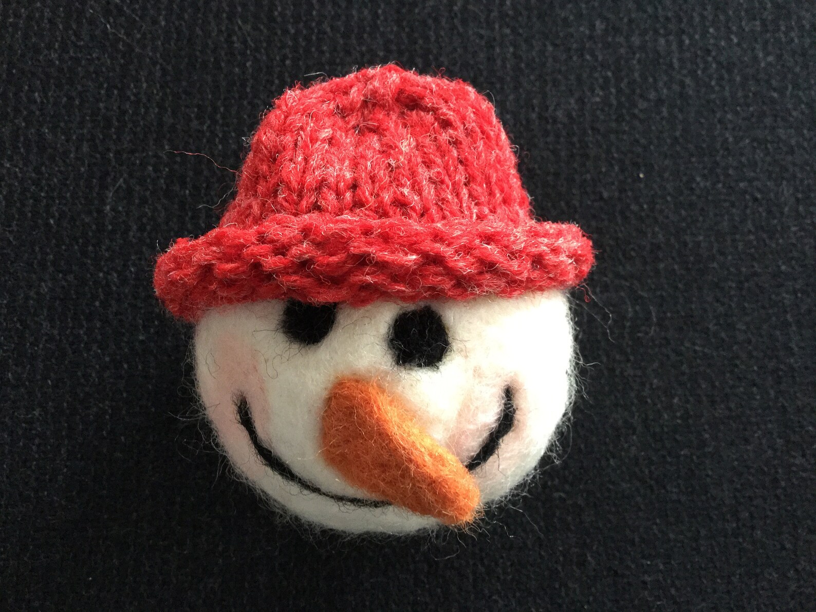 Needle Felted Snowballs W/hand Knit Wool Hats Ornaments | Etsy