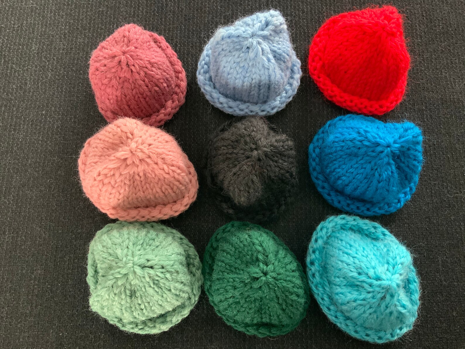 Needle Felted Snowballs W/hand Knit Wool Hats Ornaments | Etsy