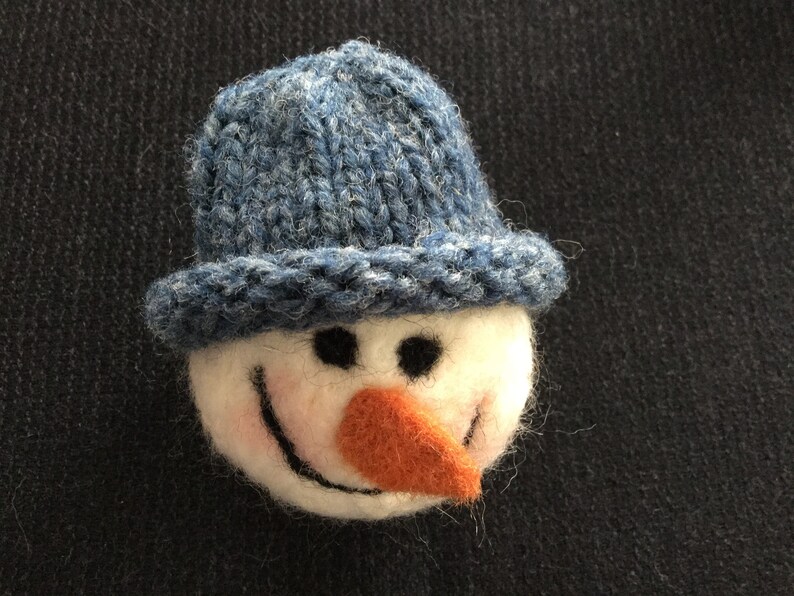 Needle Felted Snowballs W/hand Knit Wool Hats Ornaments | Etsy