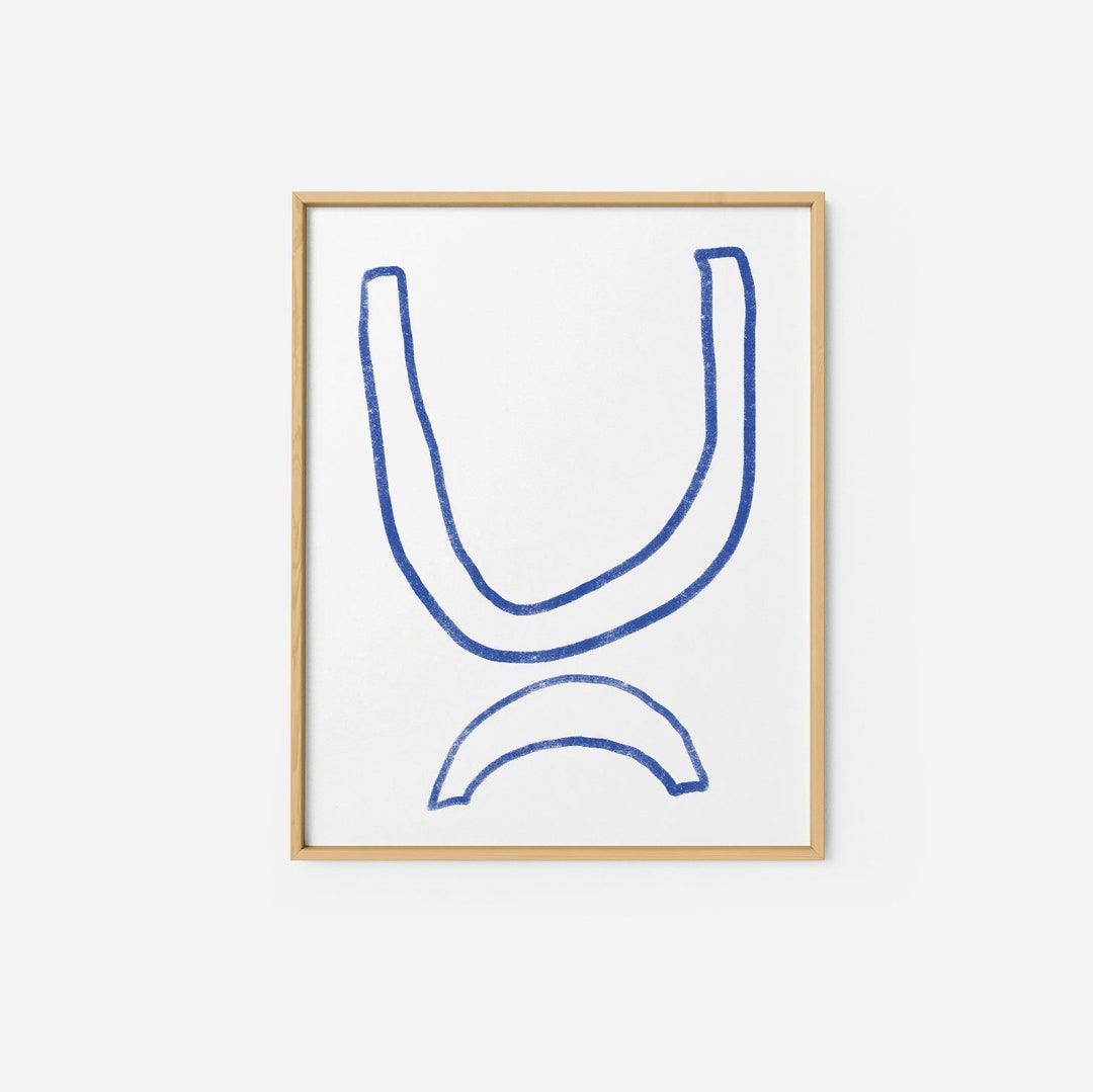 Abstract Blue 1 PRINTABLE Line Drawing Scandinavian Minimal Modern ...