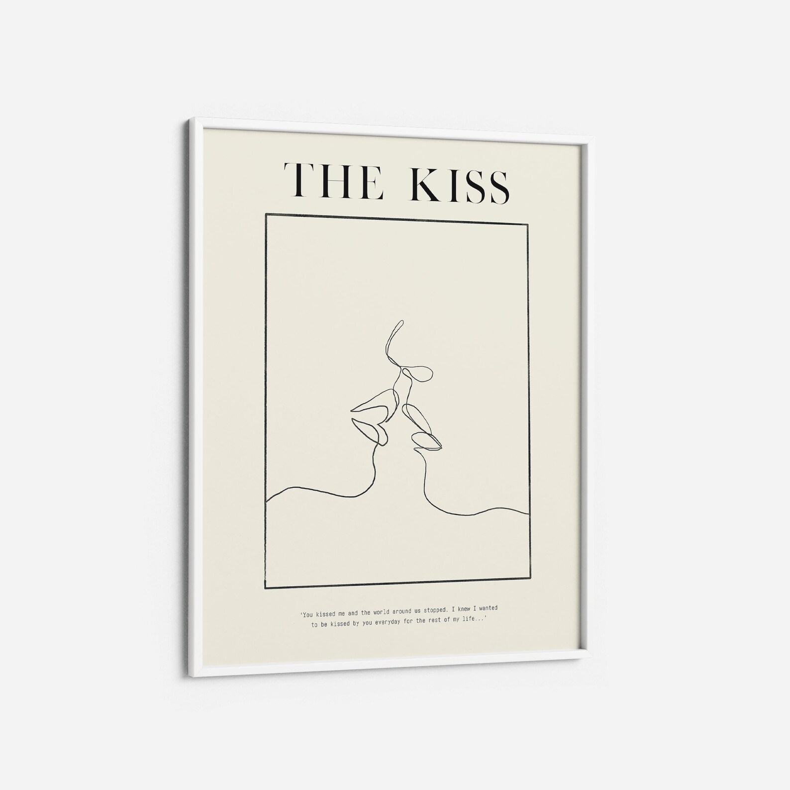 The Kiss PRINTABLE Kiss Line Drawing museum poster beige | Etsy