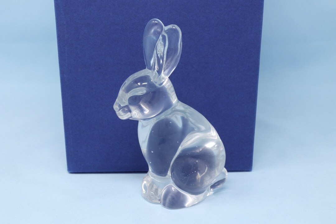 VINTAGE 5 Tall Glass Rabbit Figurine, Sitting Bunny Figure, Bunny Decor ...