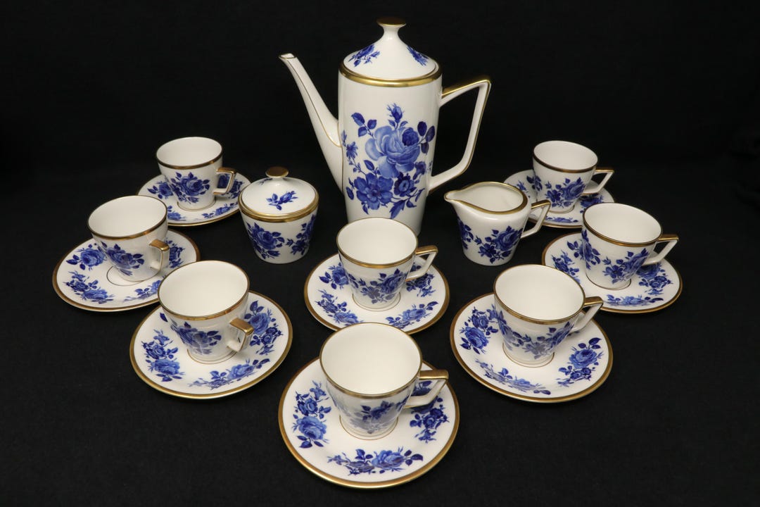 RARE Bavaria Echt Cobalt Demitasse Set, Blue and White Mini Coffee Set ...