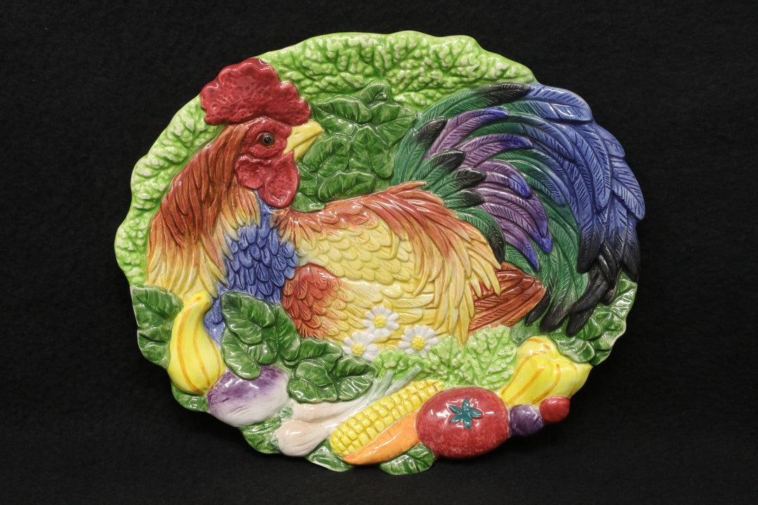 MINT 9 3/4" Fitz and Floyd Rooster Platter, Coq Du Village, Small ...