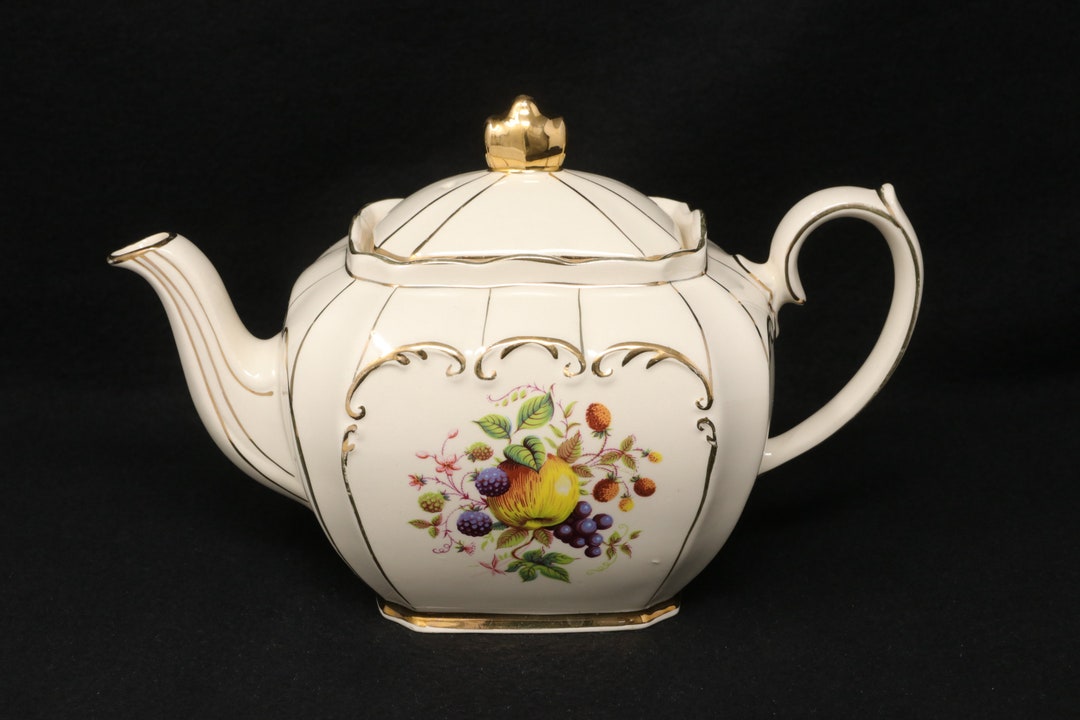 NICE VINTAGE Sadler Cube Teapot With Fruits #3531, Sadler Teapot With ...
