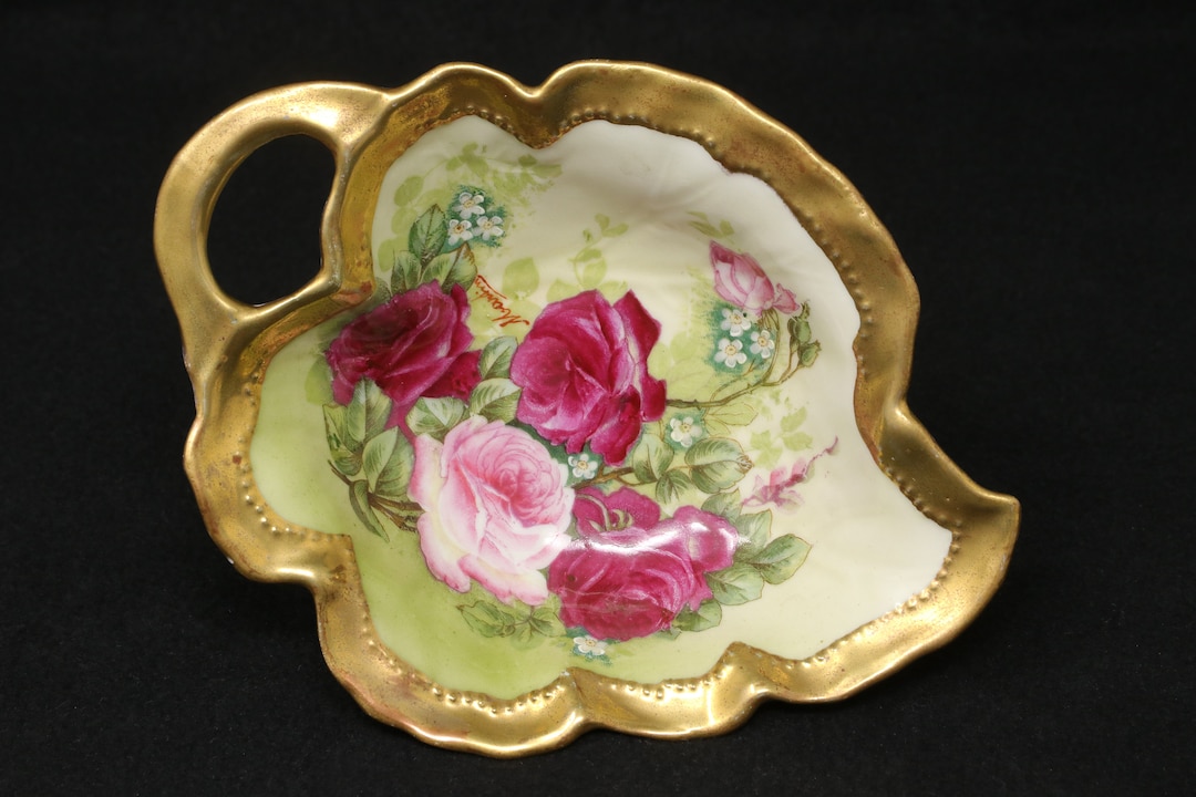 VERY NICE Antique O&E G Royal Austria Trinket Dish With Roses, Rose ...
