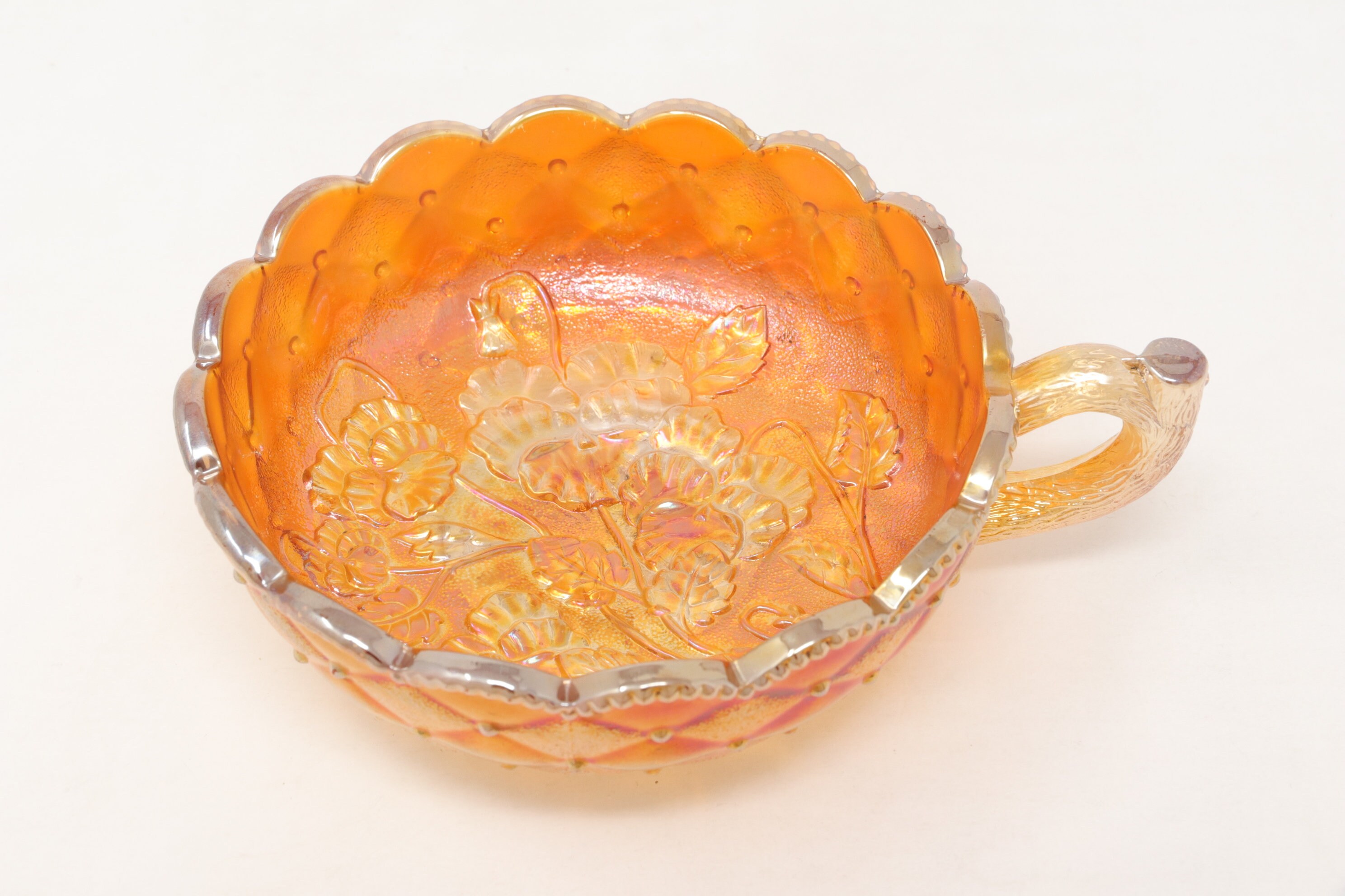 Excellent 6.5 Marigold Carnival Glass Handled Candy | Etsy