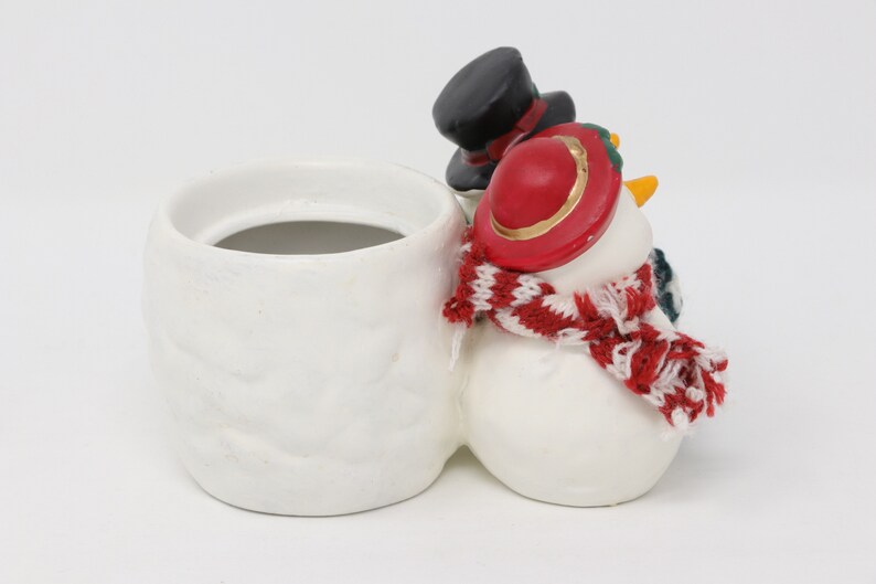 Snowmen Planter, Fun Ceramic Christmas Decor, Vintage Jolly Snowman ...