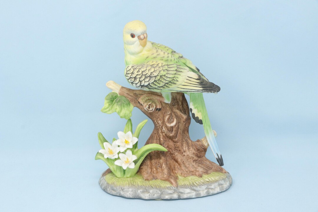 MINT 7" Parakeet Budgerigar Figurine, Collectible Vintage Bird Decor ...