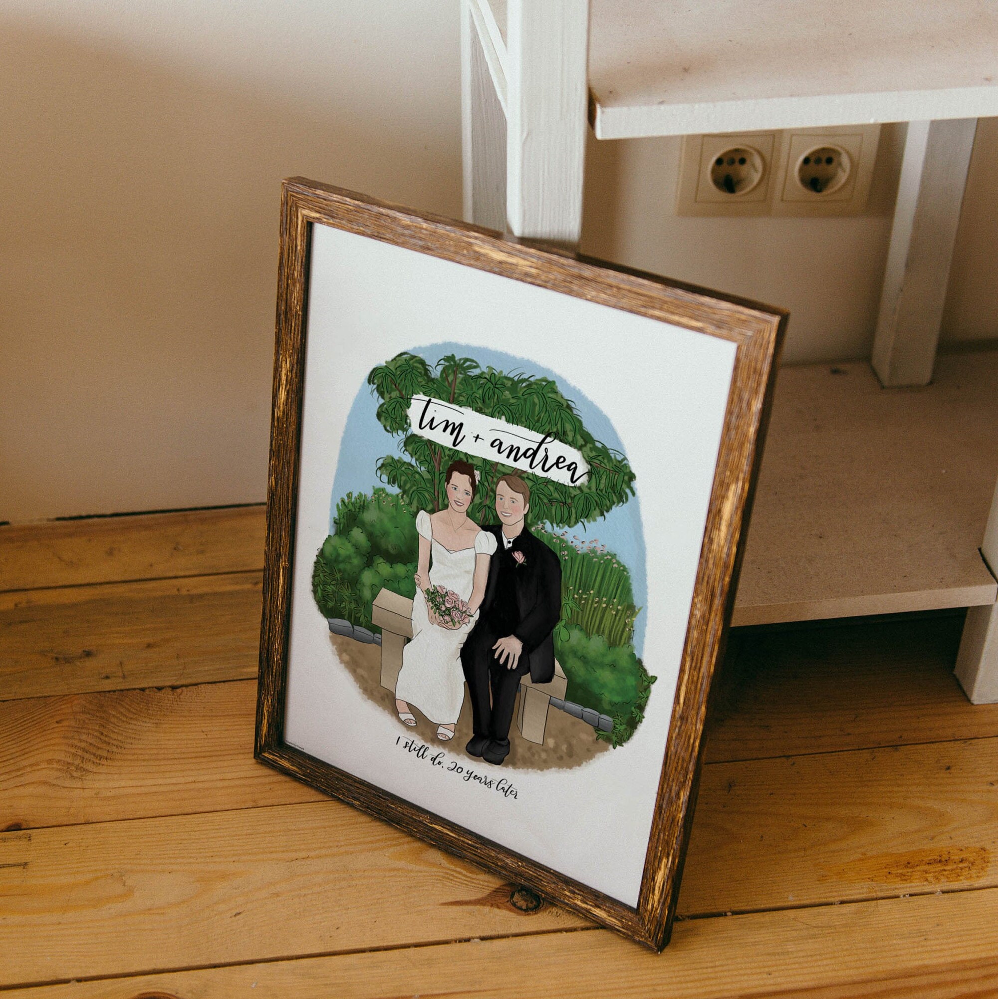 Custom Commemorative Wedding Watercolor Illustration Portrait | Custom ...