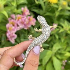 Vintage Large Silver and Paste Lizard / Gecko Brooch - Etsy
