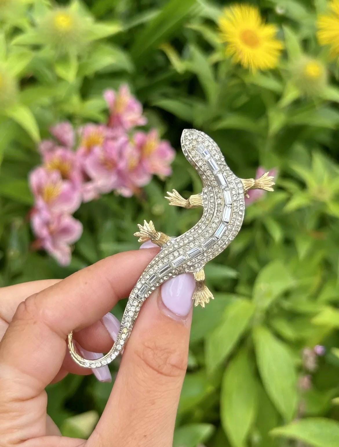 Vintage Large Silver and Paste Lizard / Gecko Brooch - Etsy