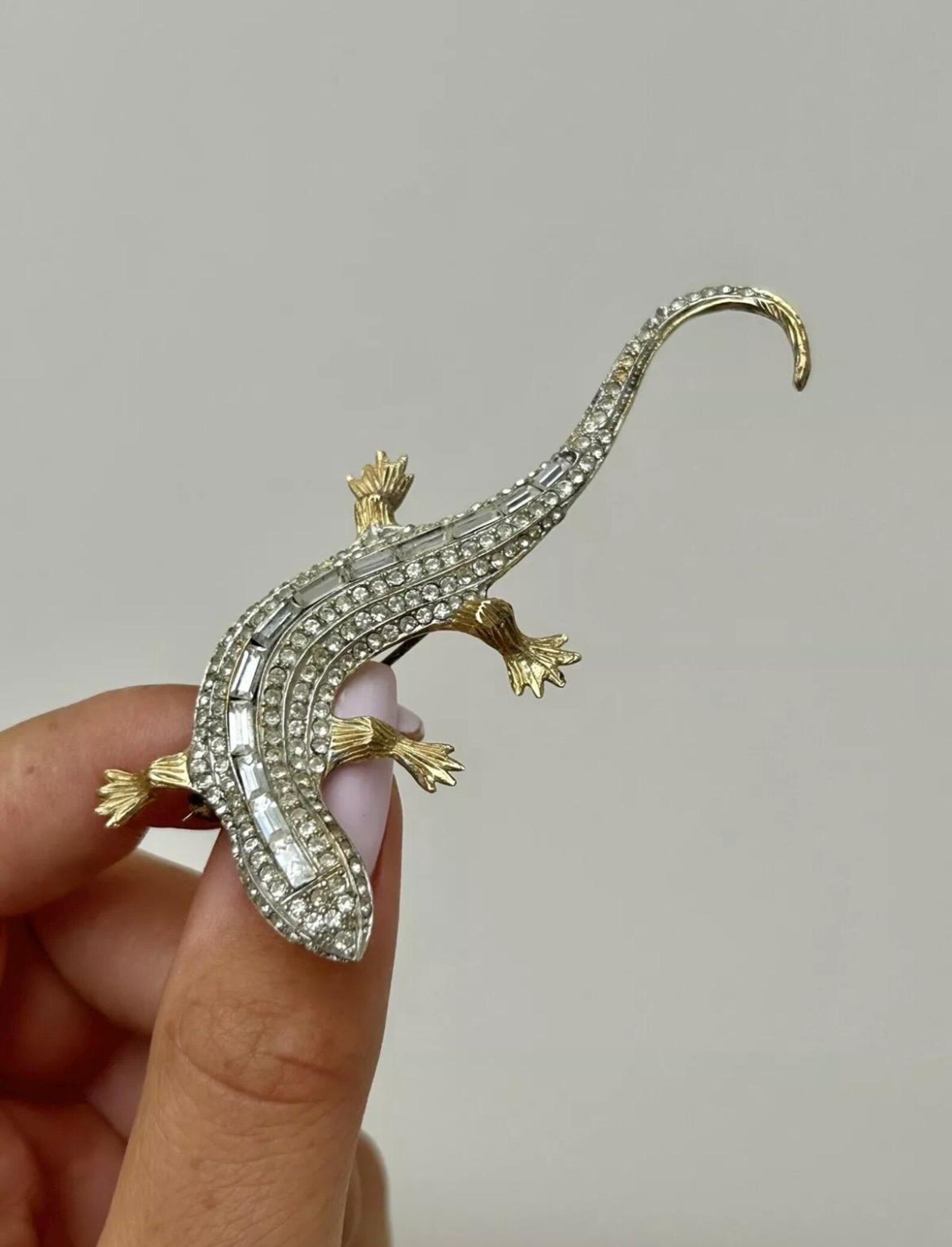 Vintage Large Silver and Paste Lizard / Gecko Brooch - Etsy