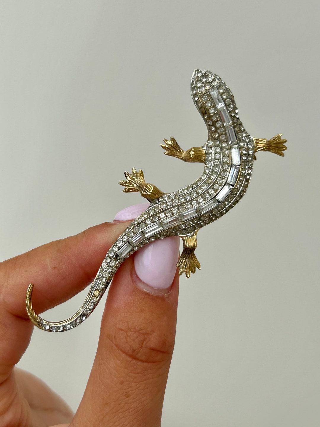 Vintage Large Silver and Paste Lizard / Gecko Brooch - Etsy