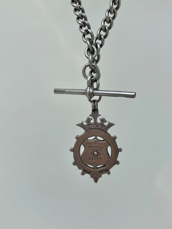 Antique Silver Victorian Chain Necklace with Enamel F… - Gem