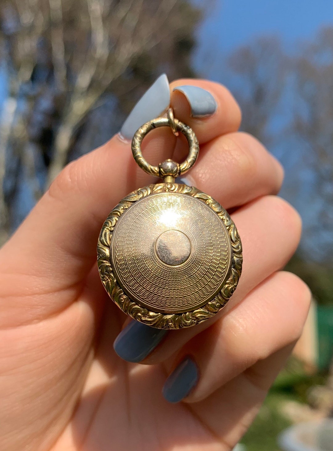 Antique Gold Cased Fancy Hair Locket Back Pendant - Etsy