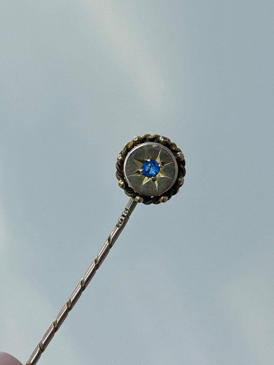 9ct Yellow Gold Antique Sapphire Stick Pin Brooch - Etsy