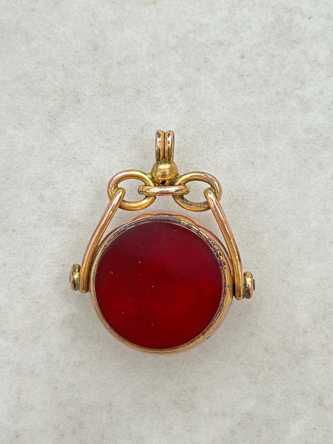 Vintage 9ct Gold Bloodstone and Carnelian Fob Spinner Pendant - Etsy